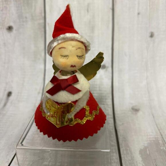 Accents | Vintage Angel Cone Mini Tree Topper Flocked Cardboard | Poshmark